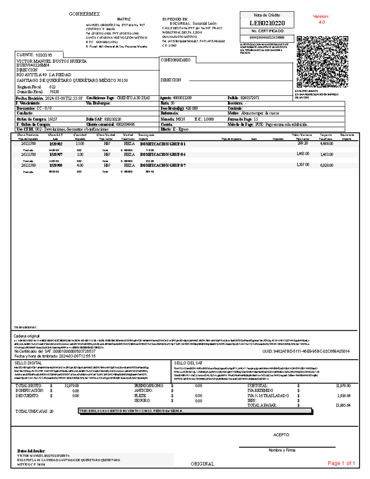 LEB 210220 - calculo de materiales - CLIENTE: CONSIGNATARIO BUHV840226M ...