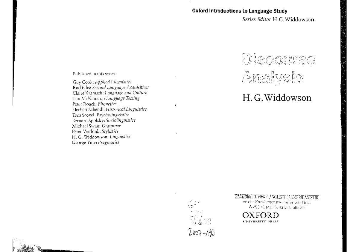 Discourse Analysis (Widdowson Henry.) (z-lib - Lingue e culture per la ...