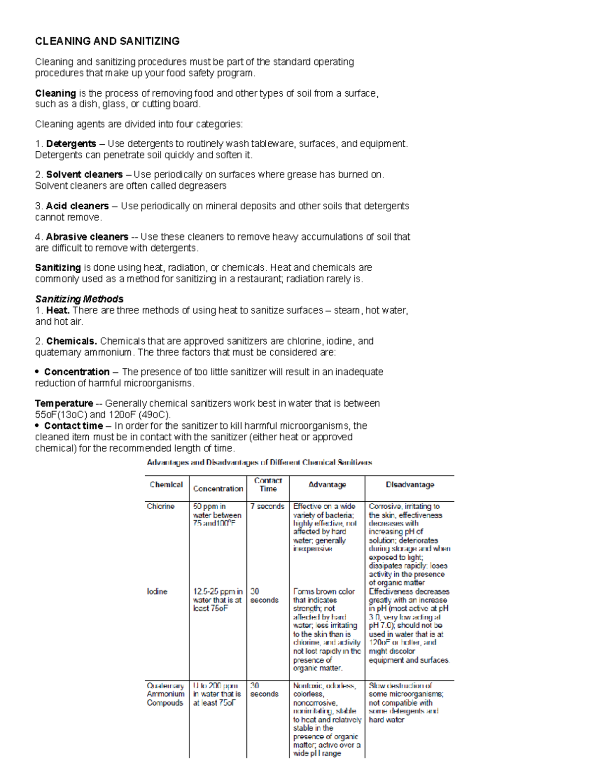 Cleaning AND Sanitizing - CLEANING AND SANITIZING Cleaning and ...