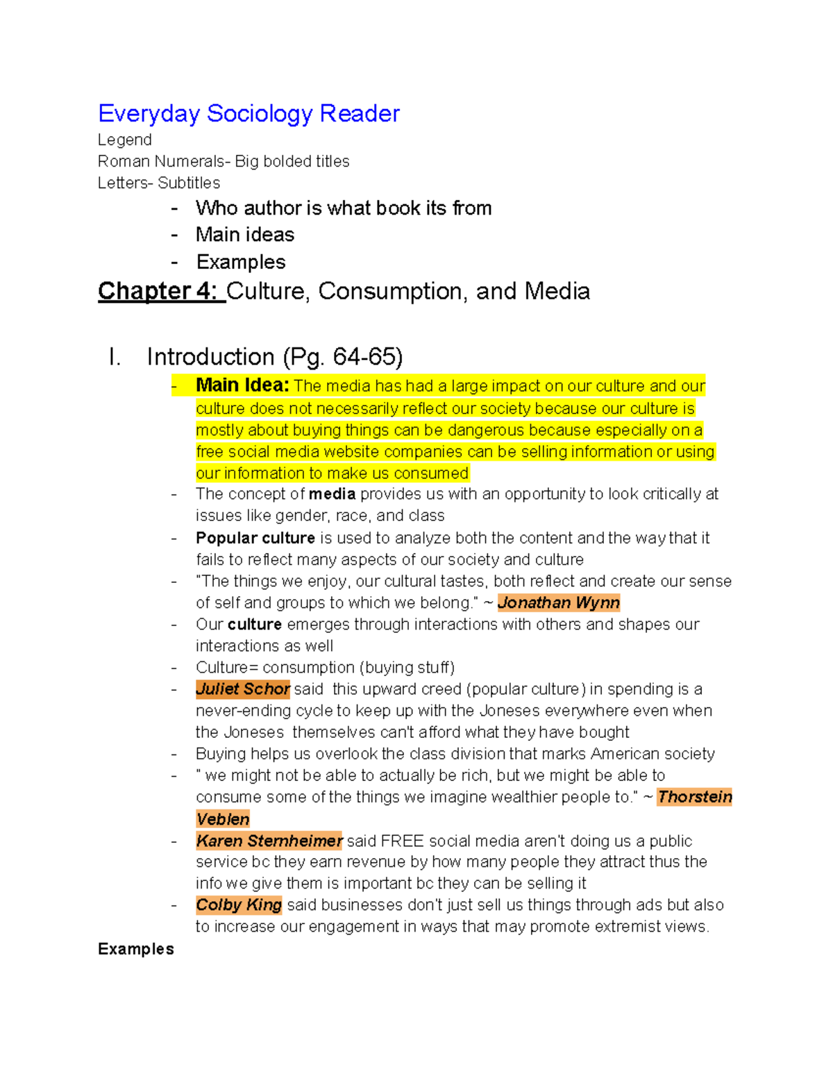 Soc Reading Notes Week 3 - Everyday Sociology Reader Legend Roman ...