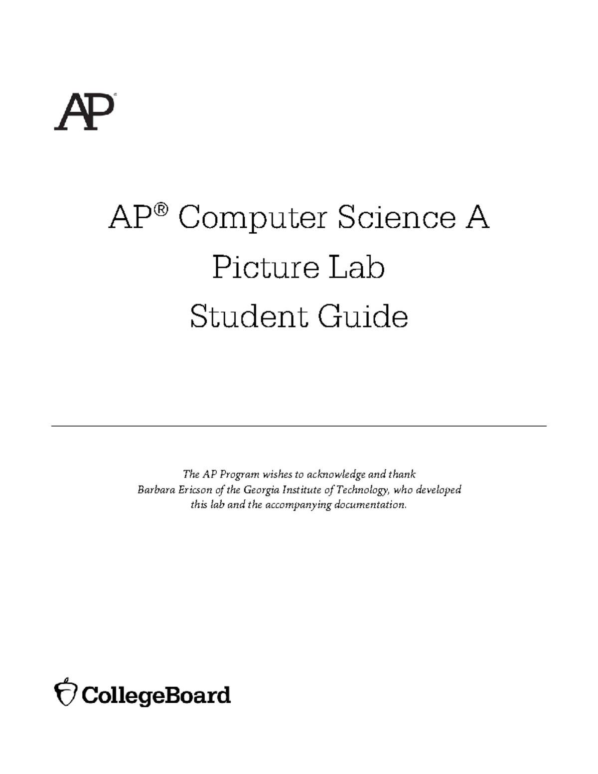 Picture-lab-studentguide - AP ® Computer Science A Picture Lab Student ...