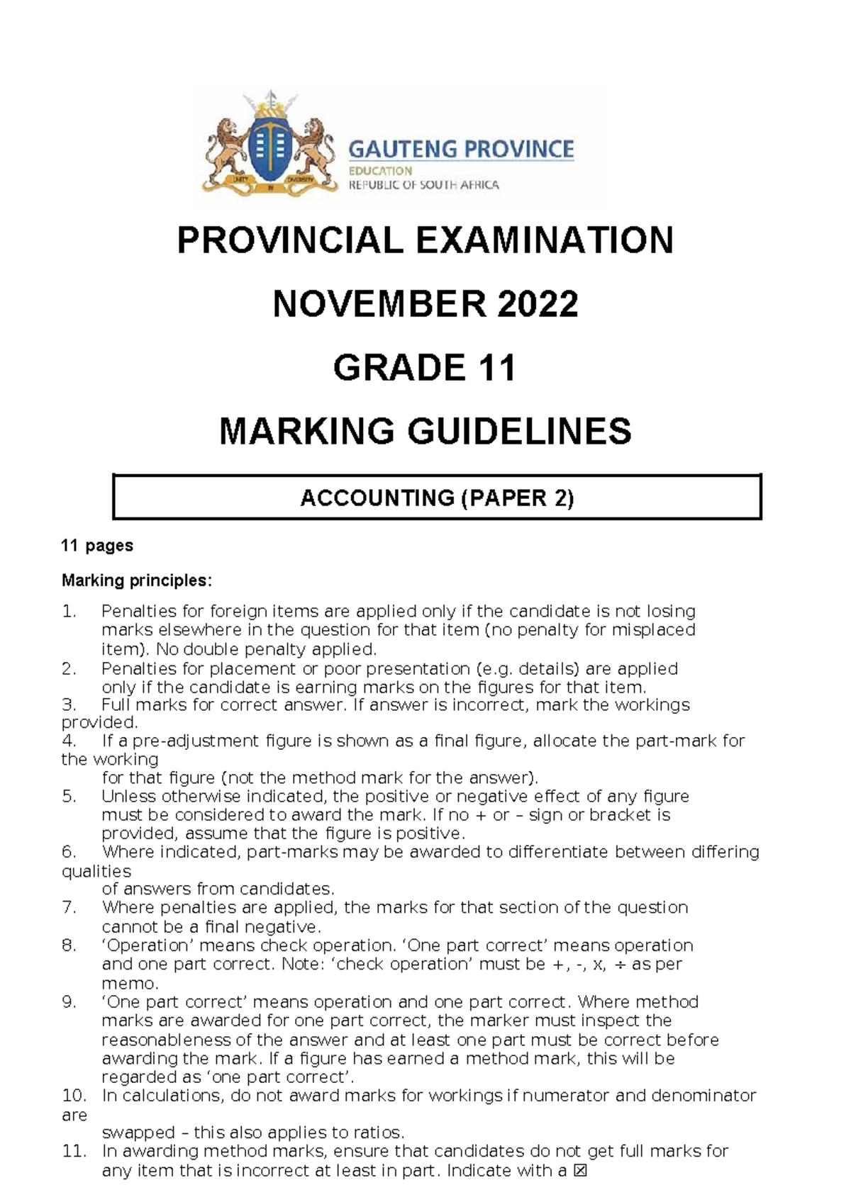 Gr 11 Accounting P2 (English) November 2022 Possible Answers 574 ...