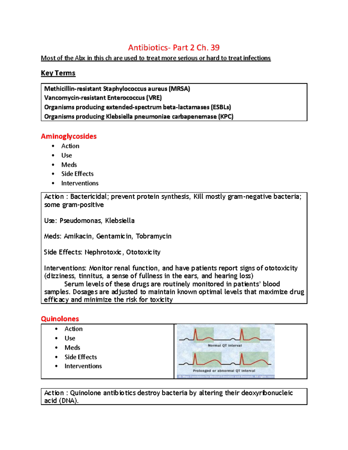 Antibiotics Flashcards- Part 2 Ch. 39 Pharmacology for RN Nclex ...