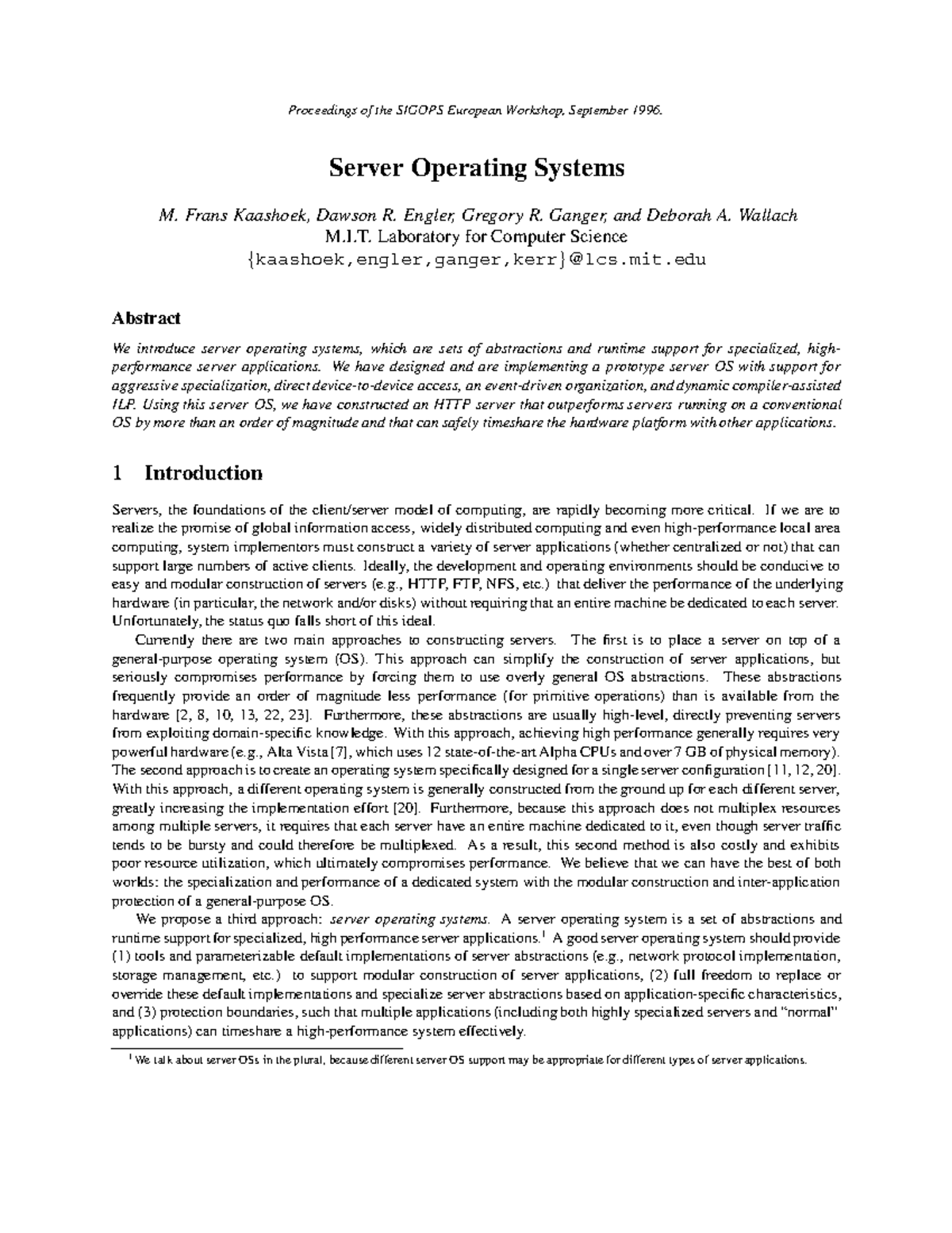 Server OS-sigops 96 - No additional notes - Server Operating Systems M ...