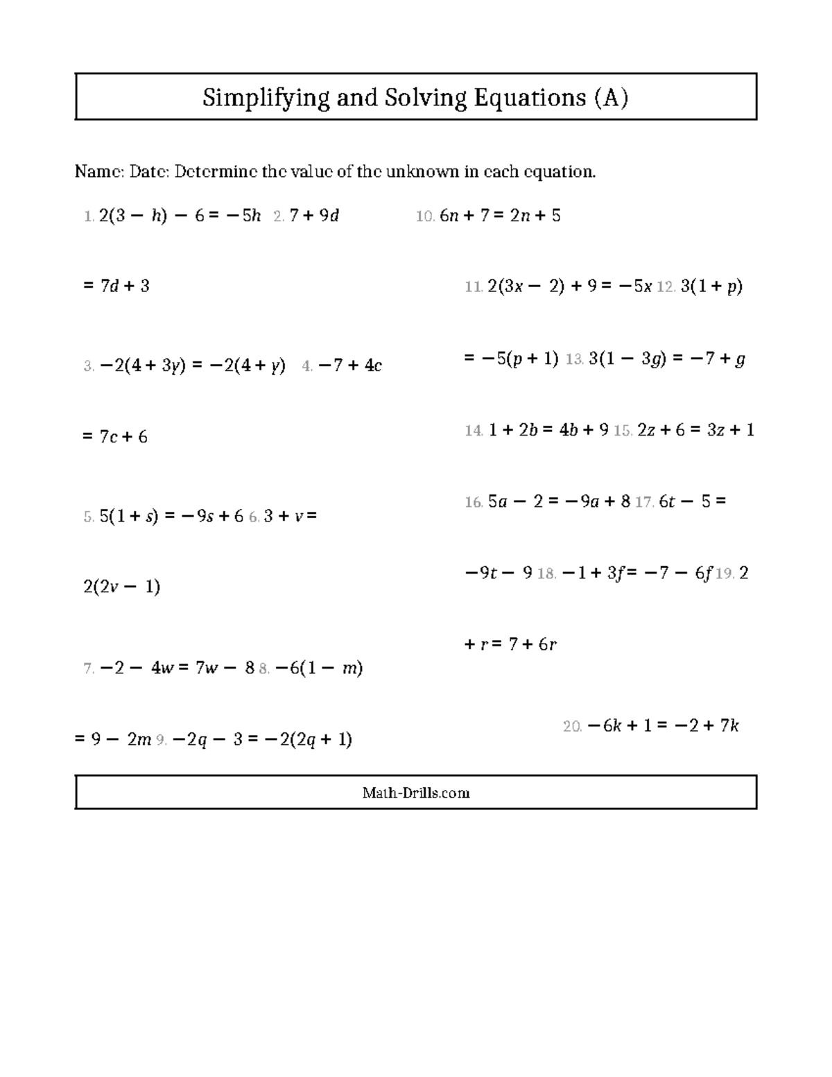 Algebra linear equations combining terms solving 001qp - Simplifying ...