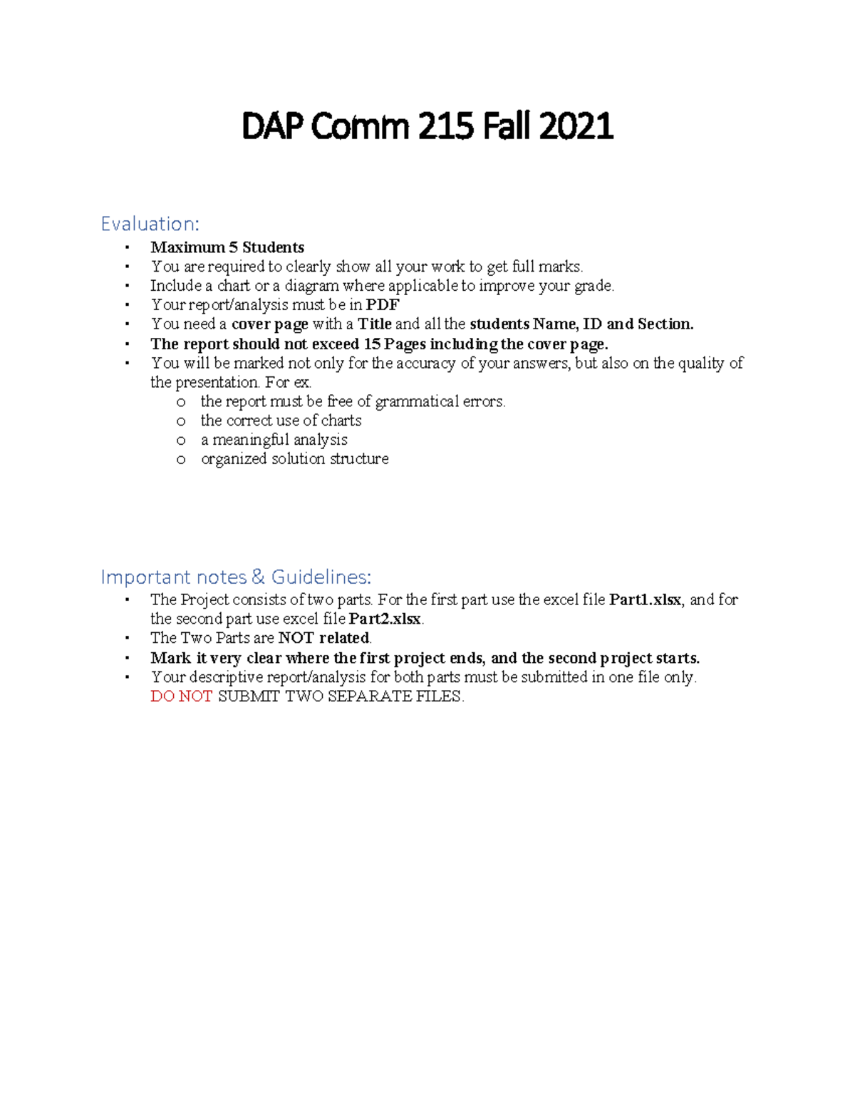 DAP 2021 Instructions - DAP Comm 215 Fall 2021 Evaluation: Maximum 5 ...