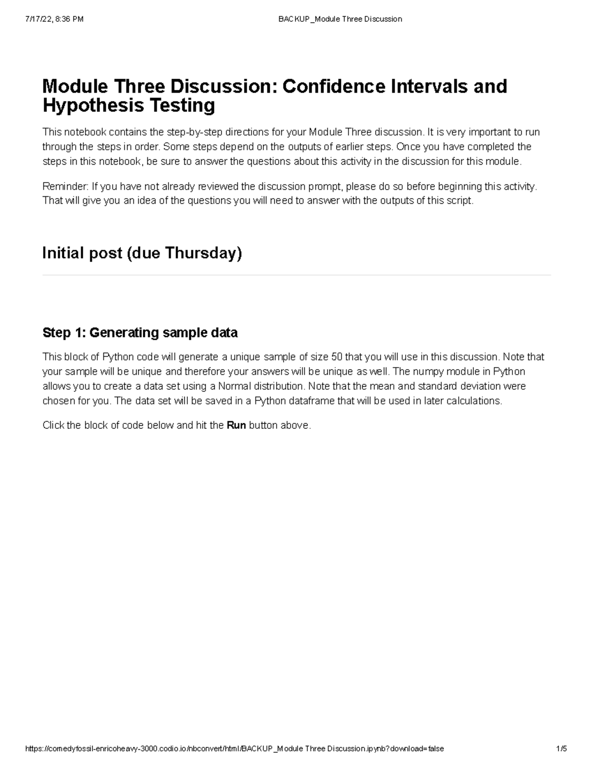 Backup Module Three Discussion - Module Three Discussion: Confidence ...