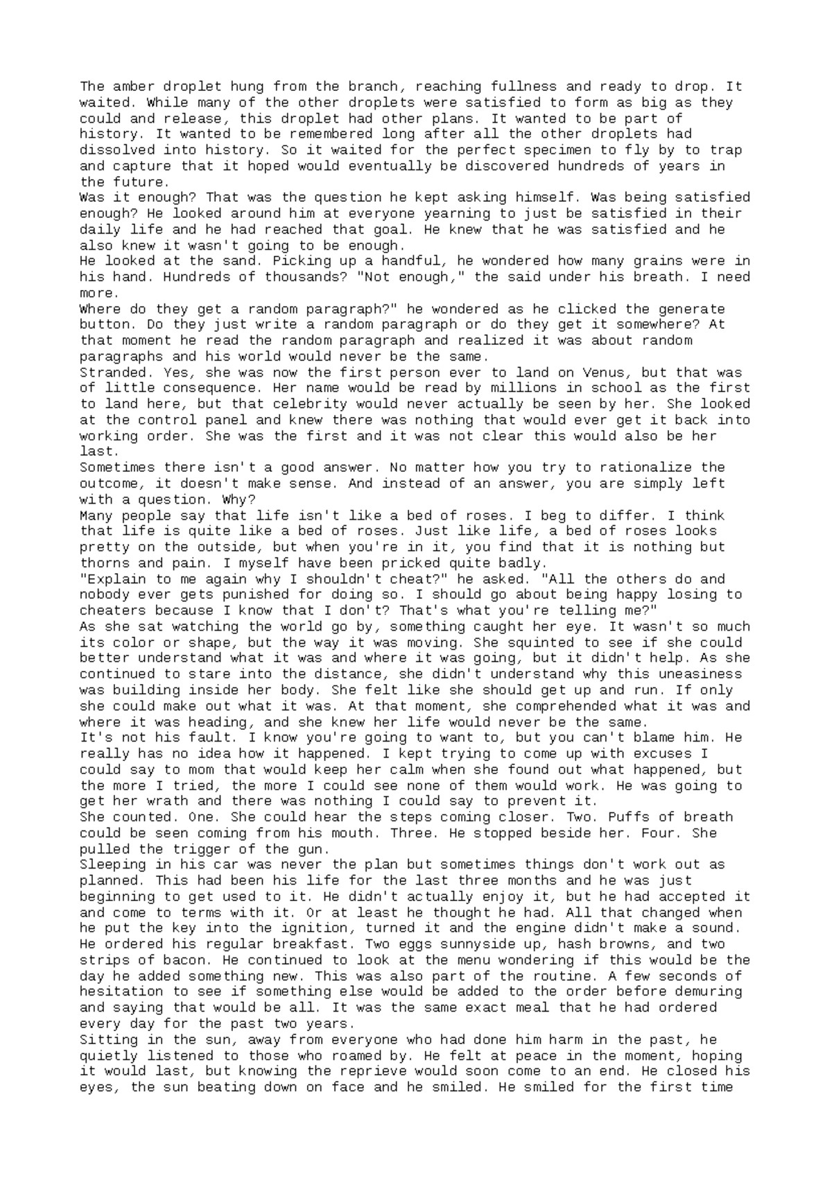 CSC112 Practice 8 - asdadad - The amber droplet hung from the branch ...