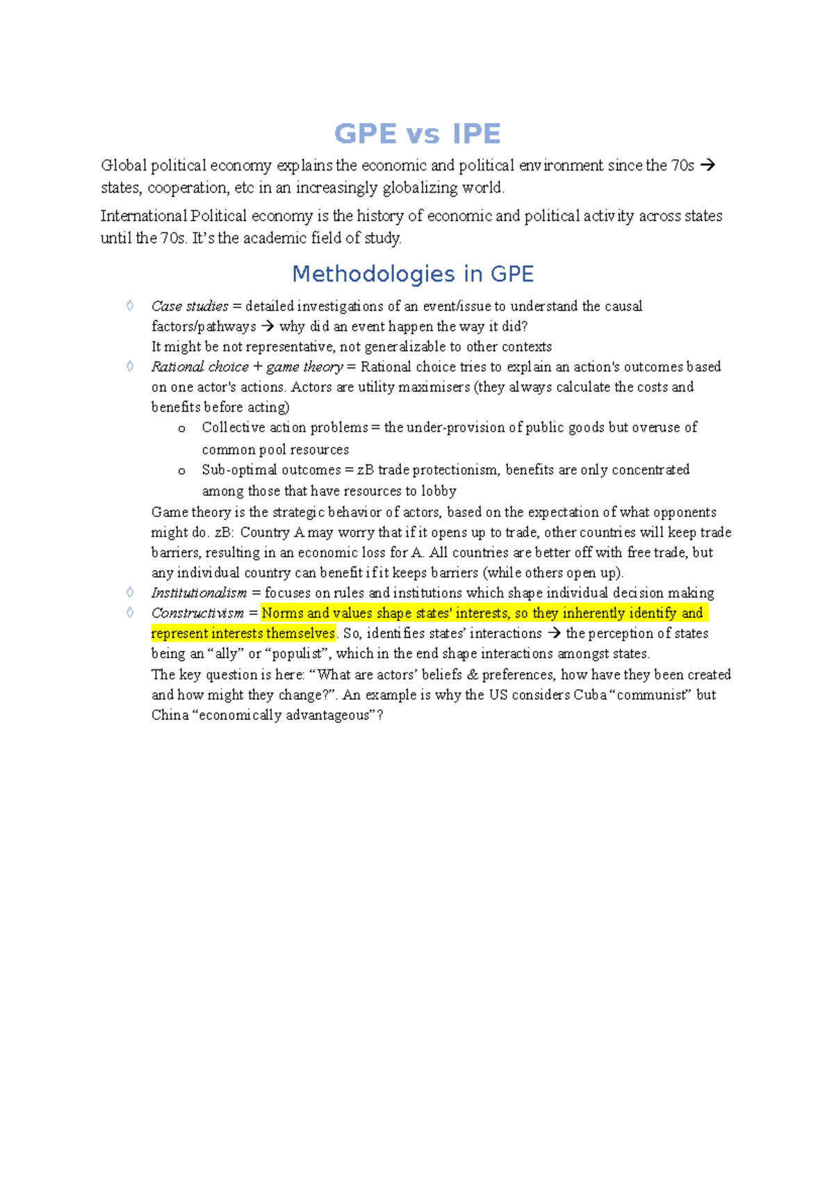 Basic GPE Theories - GPE vs IPE Global political economy explains the ...