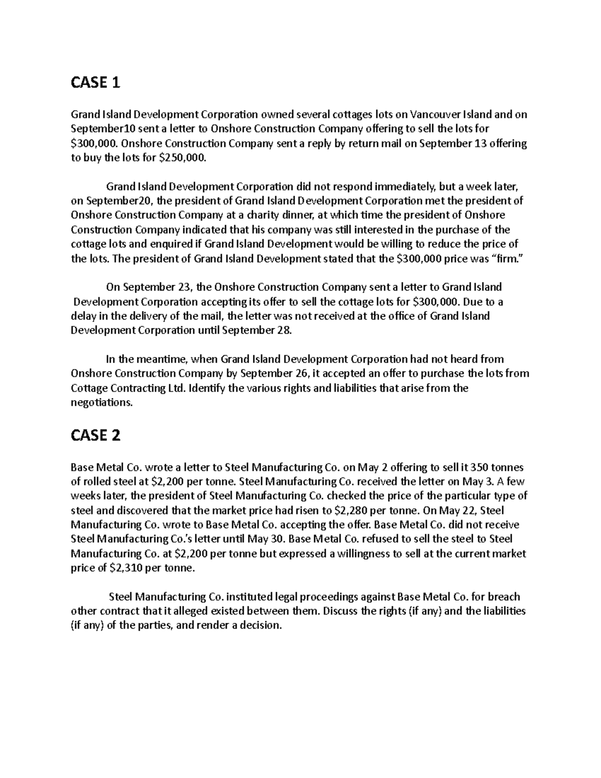 Case 2 - case 2 answer - CASE 1 Grand Island Development Corporation ...