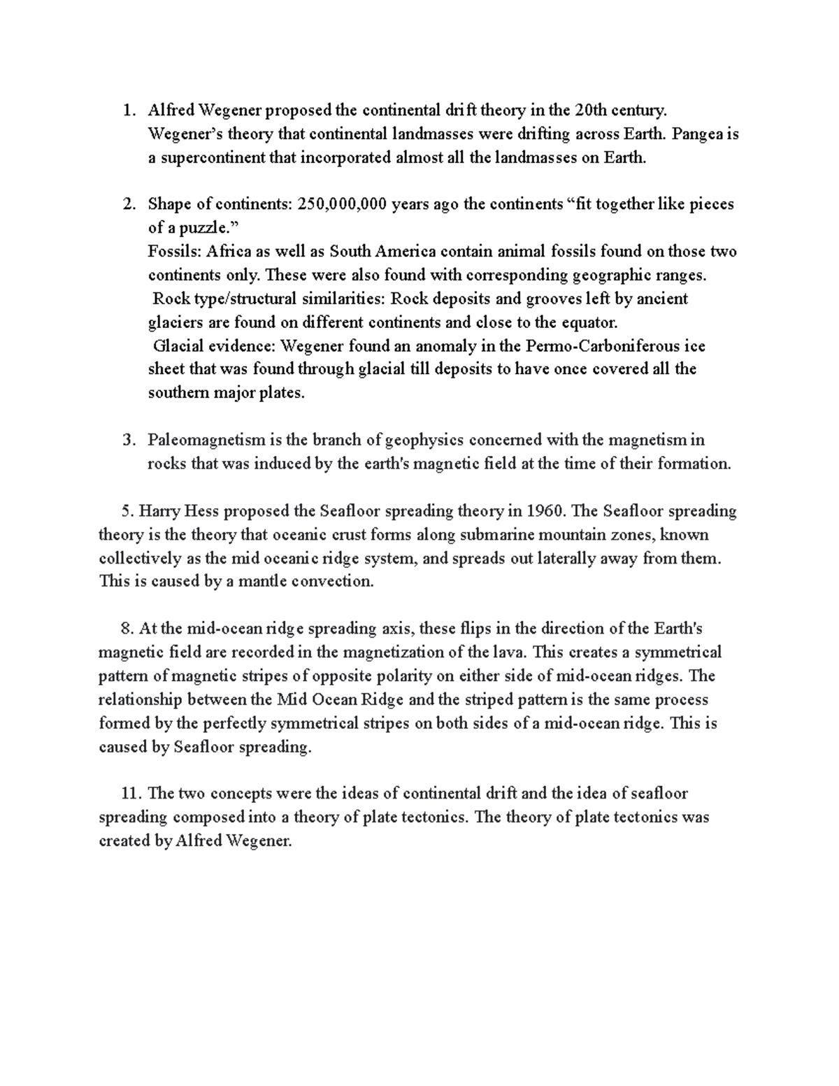 Plate Techtonic worksheet - Alfred Wegener proposed the continental ...