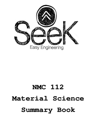 Study guide 2023 nmc113 - School of Engineering Department of Materials Science and ...