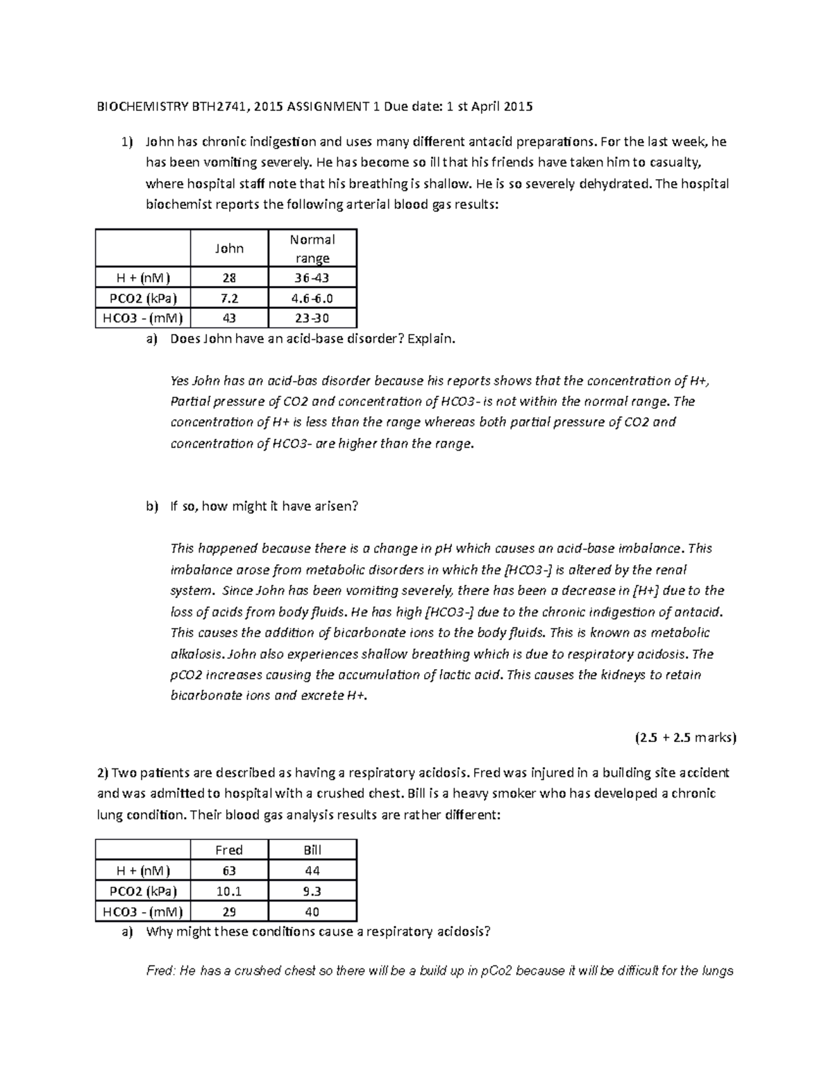 Biochemistry Bth2741, April - BIOCHEMISTRY BTH2741, 2015 ASSIGNMENT 1 ...