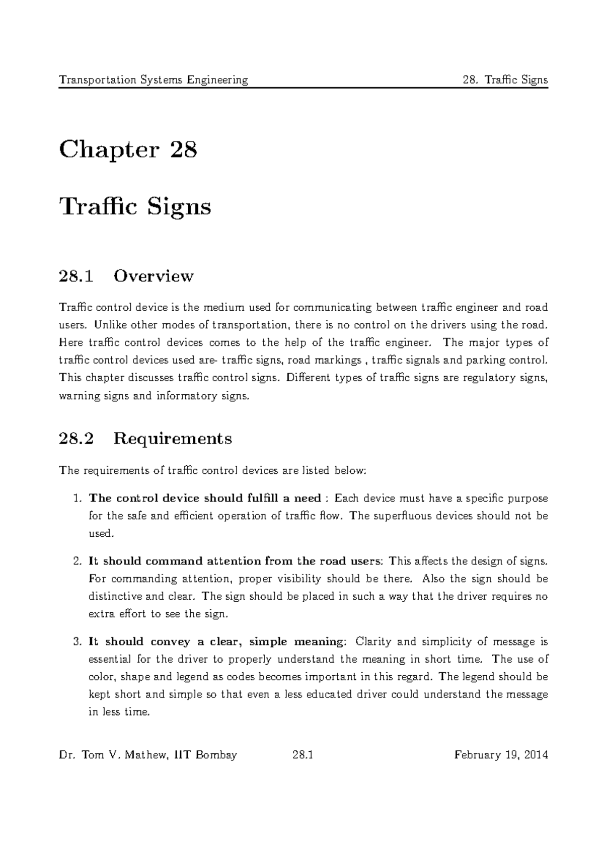 7 unit 4 ref-2 - unit 4 notes - Chapter 28 Traffic Signs 28 Overview ...