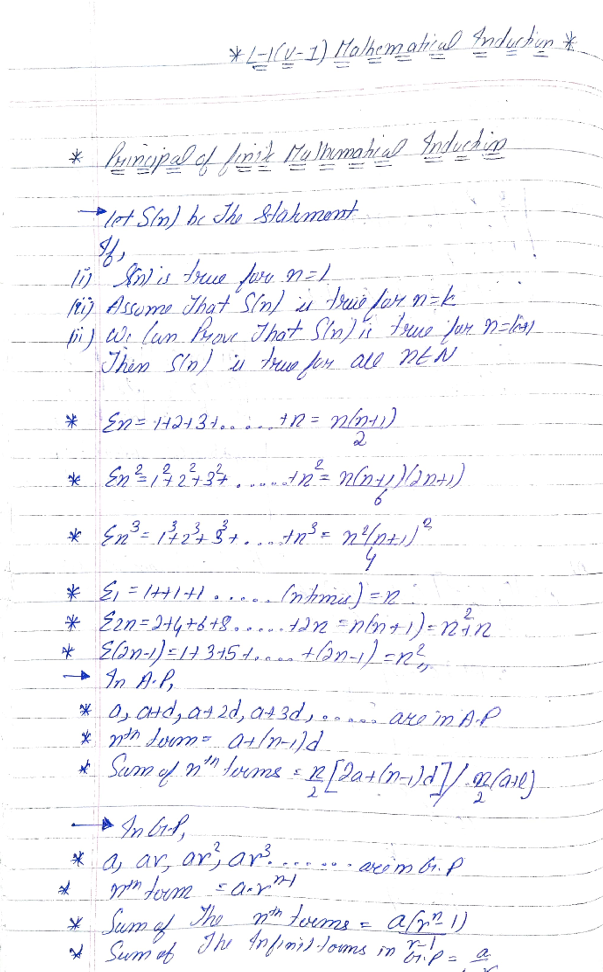 Mathematical Induction [ complete Notes with Examples and Imp Formulas ...