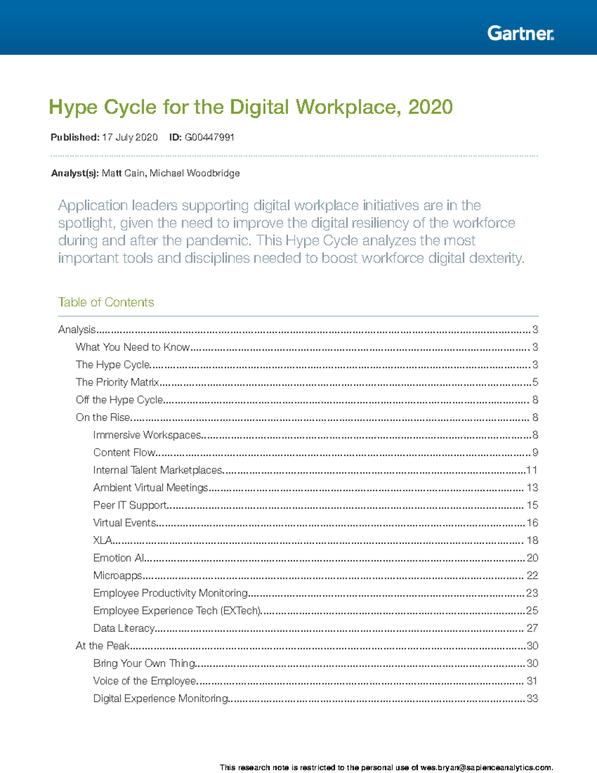 Hype cycle for the digital w 447991 copy 2 - Analyst(s): Matt Cain ...