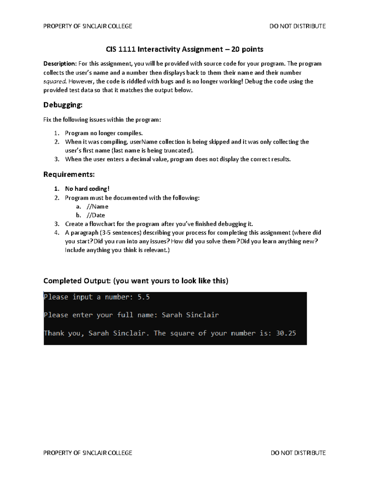 Interactivity Assignment The Program Collects The Users Name And A Number Then Displays Back