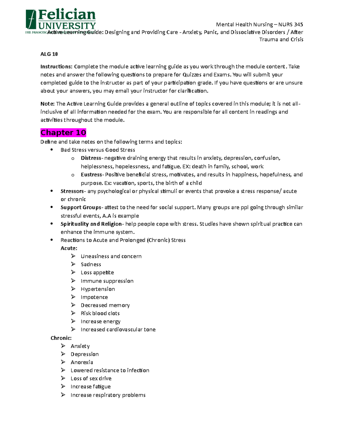 10 Active Learning Guide - Designing and Providing Care - Anxiety ...