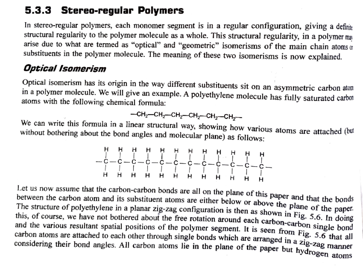 Stereo regular polymers - 5.3 Stereo-regular Polymers In stereo-regular ...
