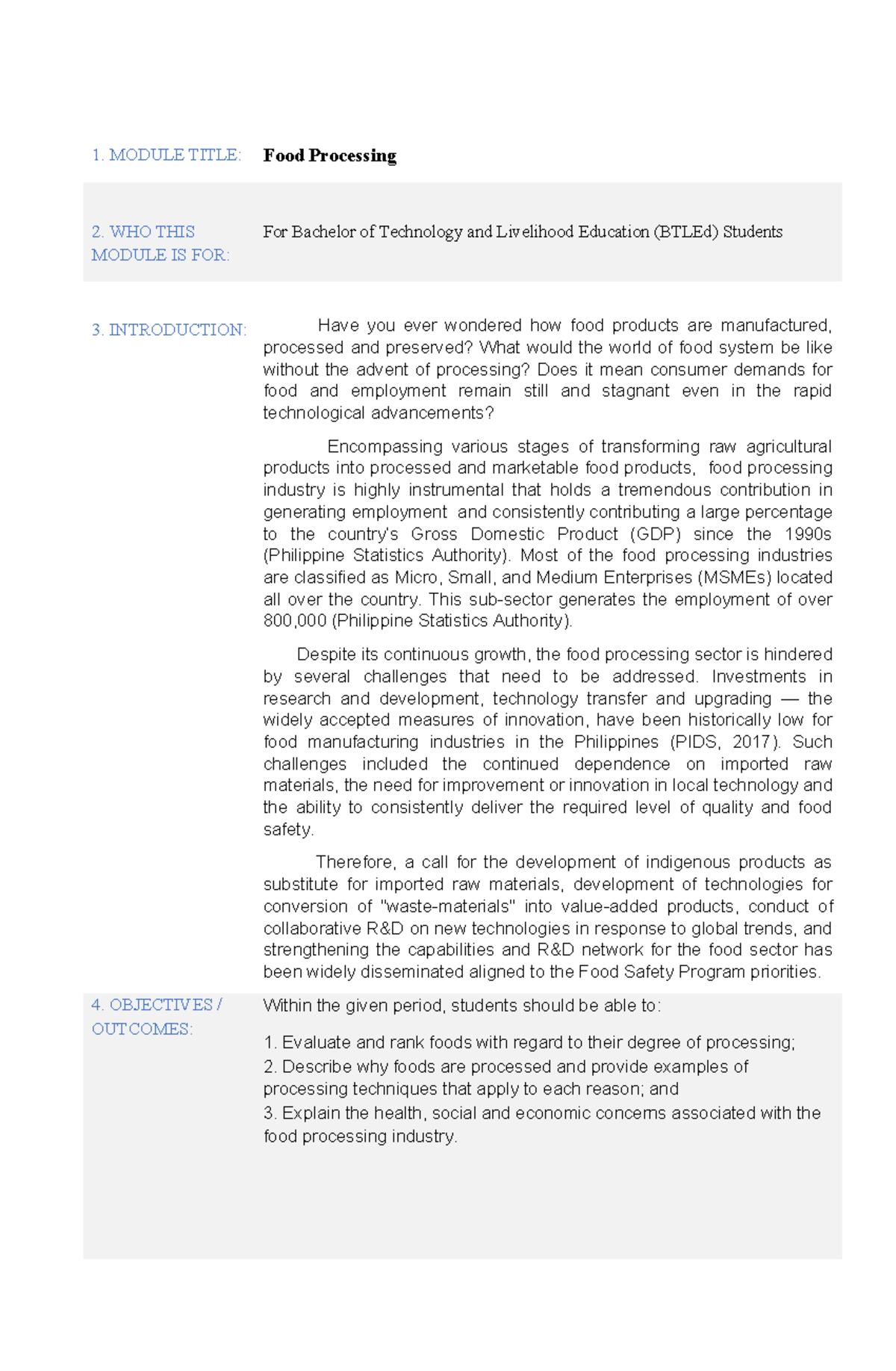 Inbound 2666535027298454856 - 1. MODULE TITLE: Food Processing 2. WHO ...
