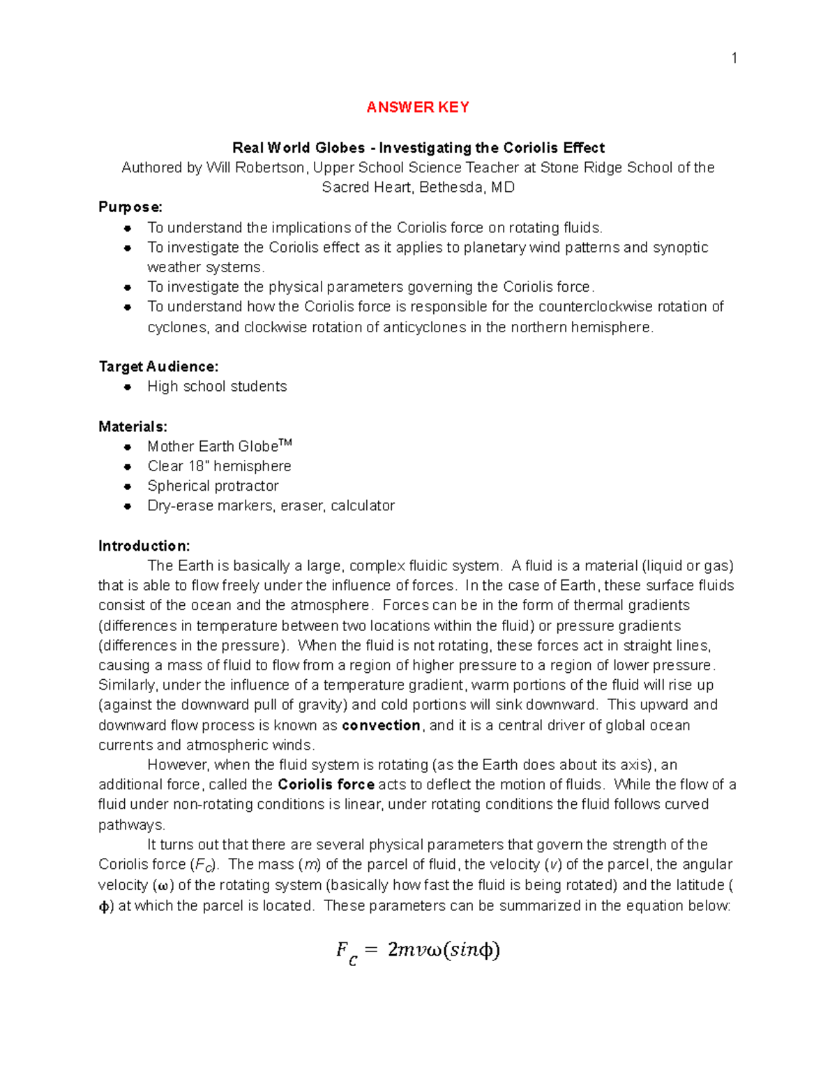 Coriolis effect answer key - ANSWER KEY Real World Globes ...