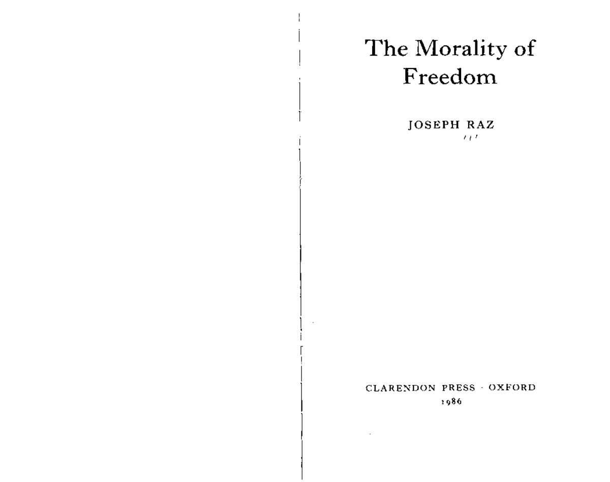 Morality of freedom - The Morality of Freedom J O S E P H R A Z 1 1 1 ...