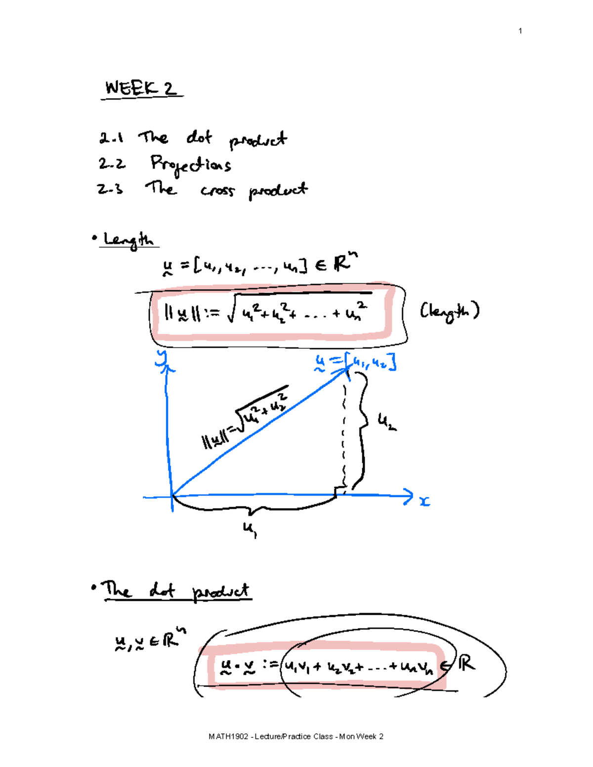 2021 1902 NB 2 1 - Introduction to Linear Algebra - WEEK 2 2 The dot ...