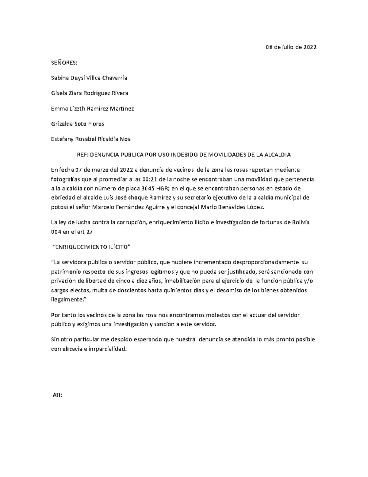 Carta De Denúncia Exemplo Binkedu