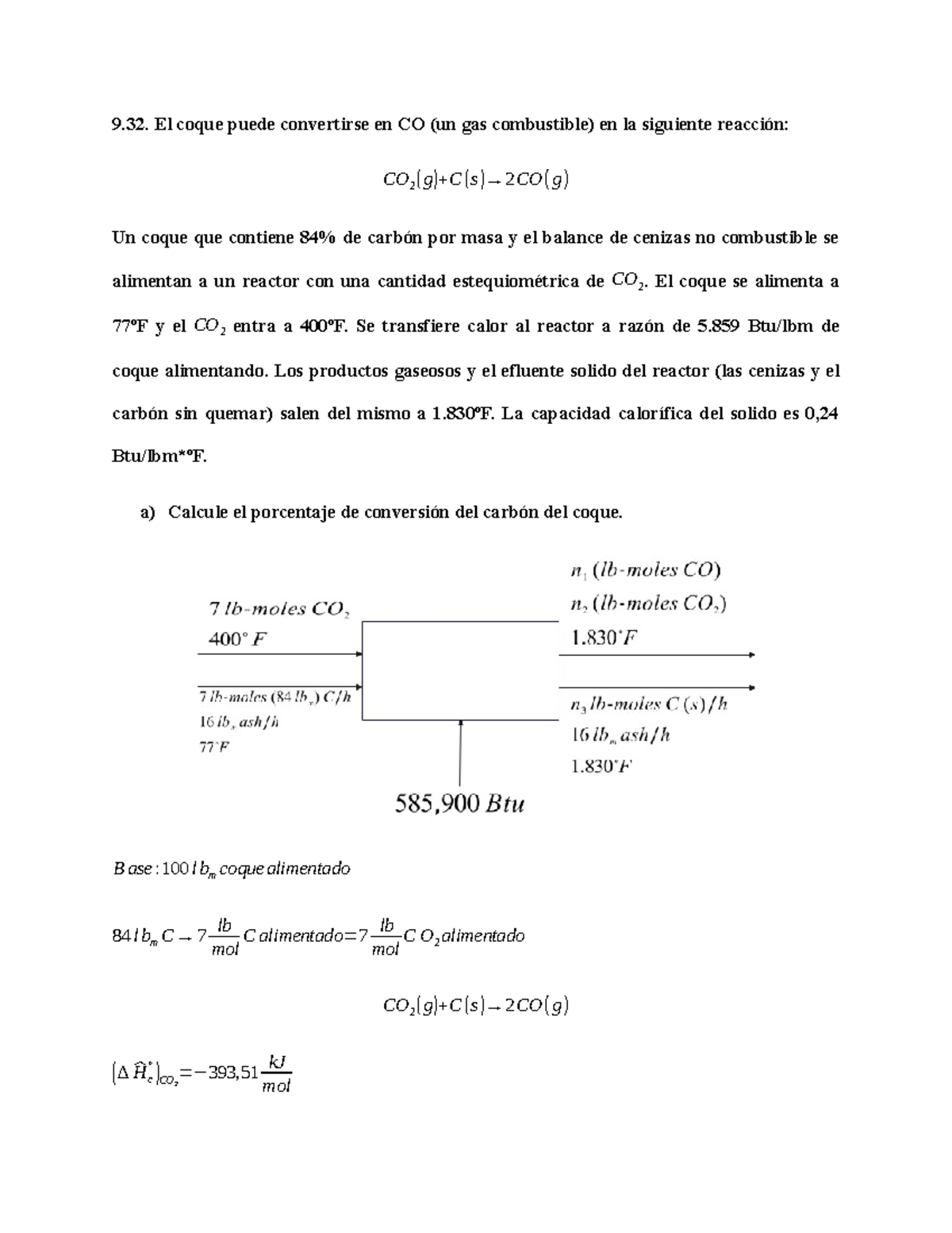 Ejercicios del felder - El coque puede convertirse en CO (un gas ...