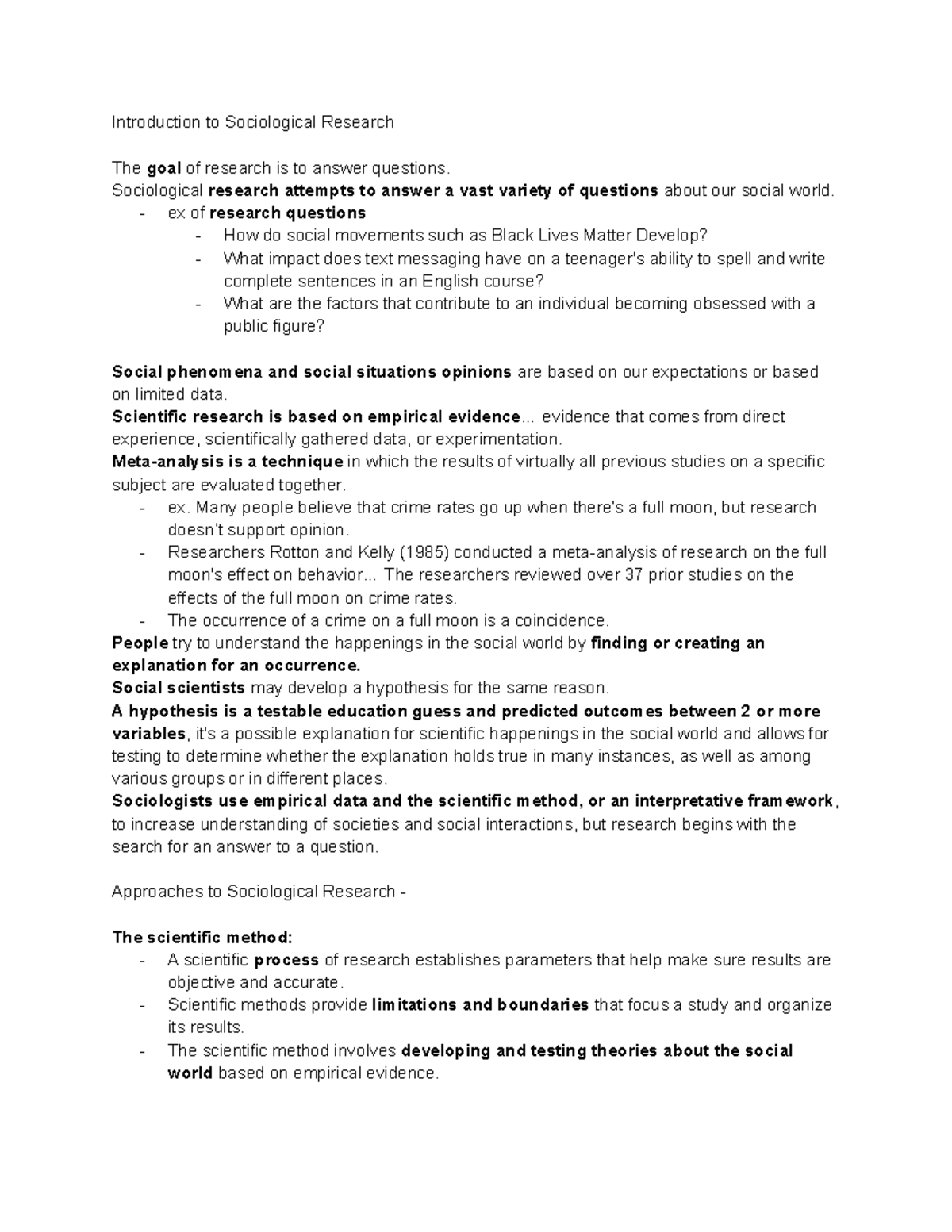 Soc 001 chapter 2 - 4th week - Introduction to Sociological Research ...
