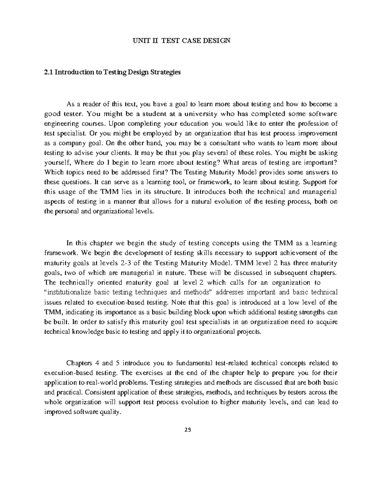 Stu2 Software Testing Lecture Notes Unit Ii Test Case Design 2 Introduction To Testing