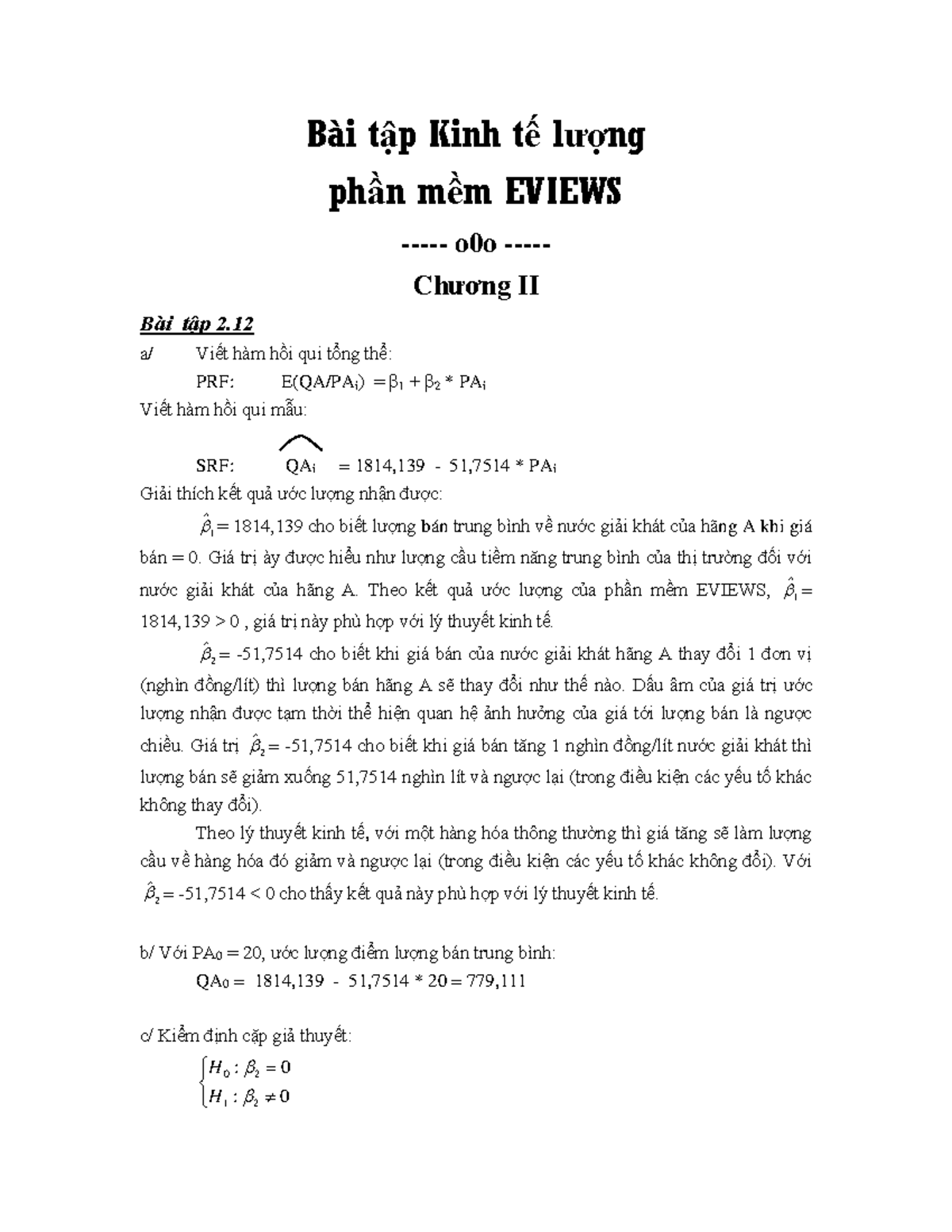 Bai tap Kinh te luong phan mem eview da chuyen doi - Bài tập Kinh tế lượng phần mềm EVIEWS - o0o ...