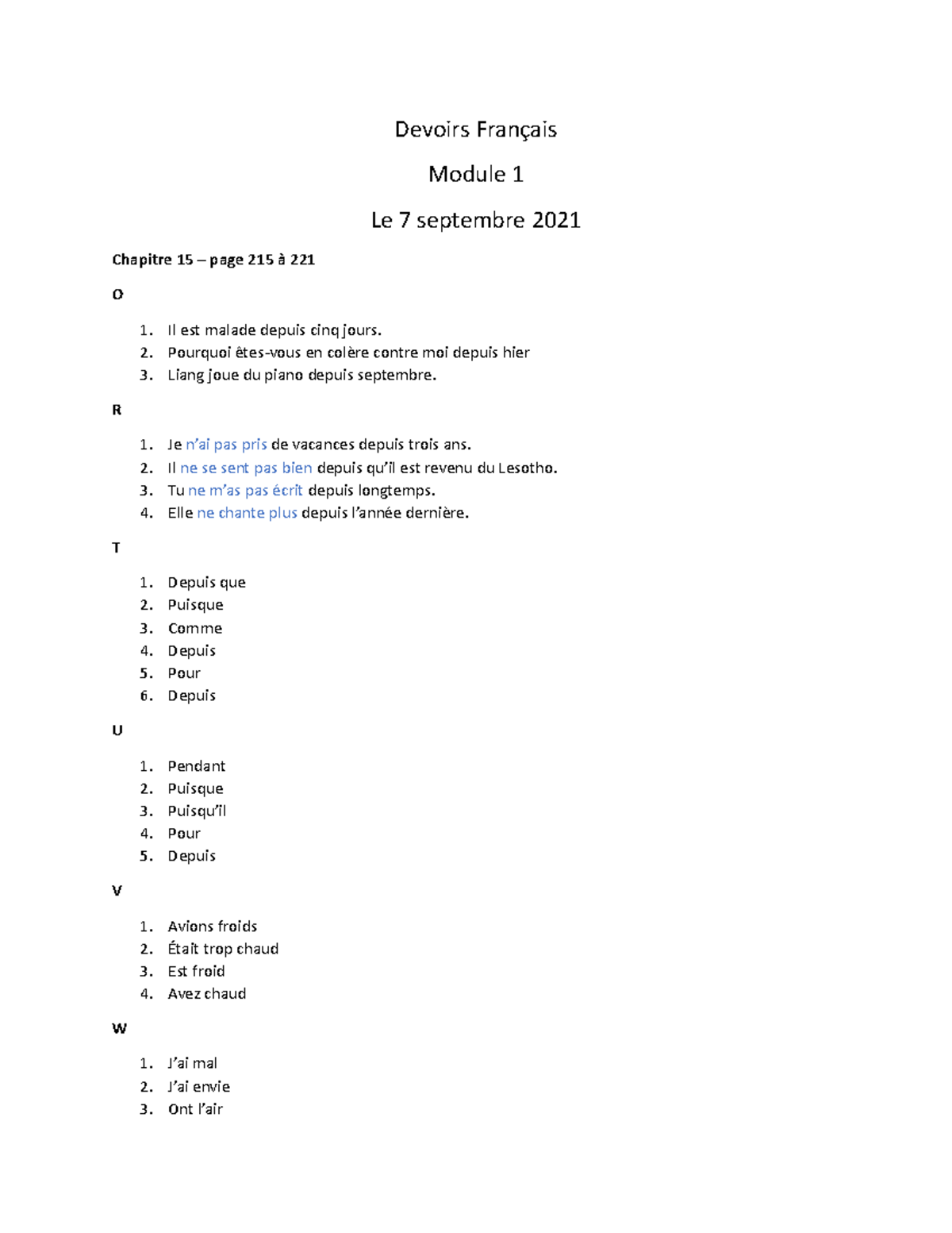 Module 1 - Devoir Francais P2 - Devoirs Français Module 1 Le 7 ...