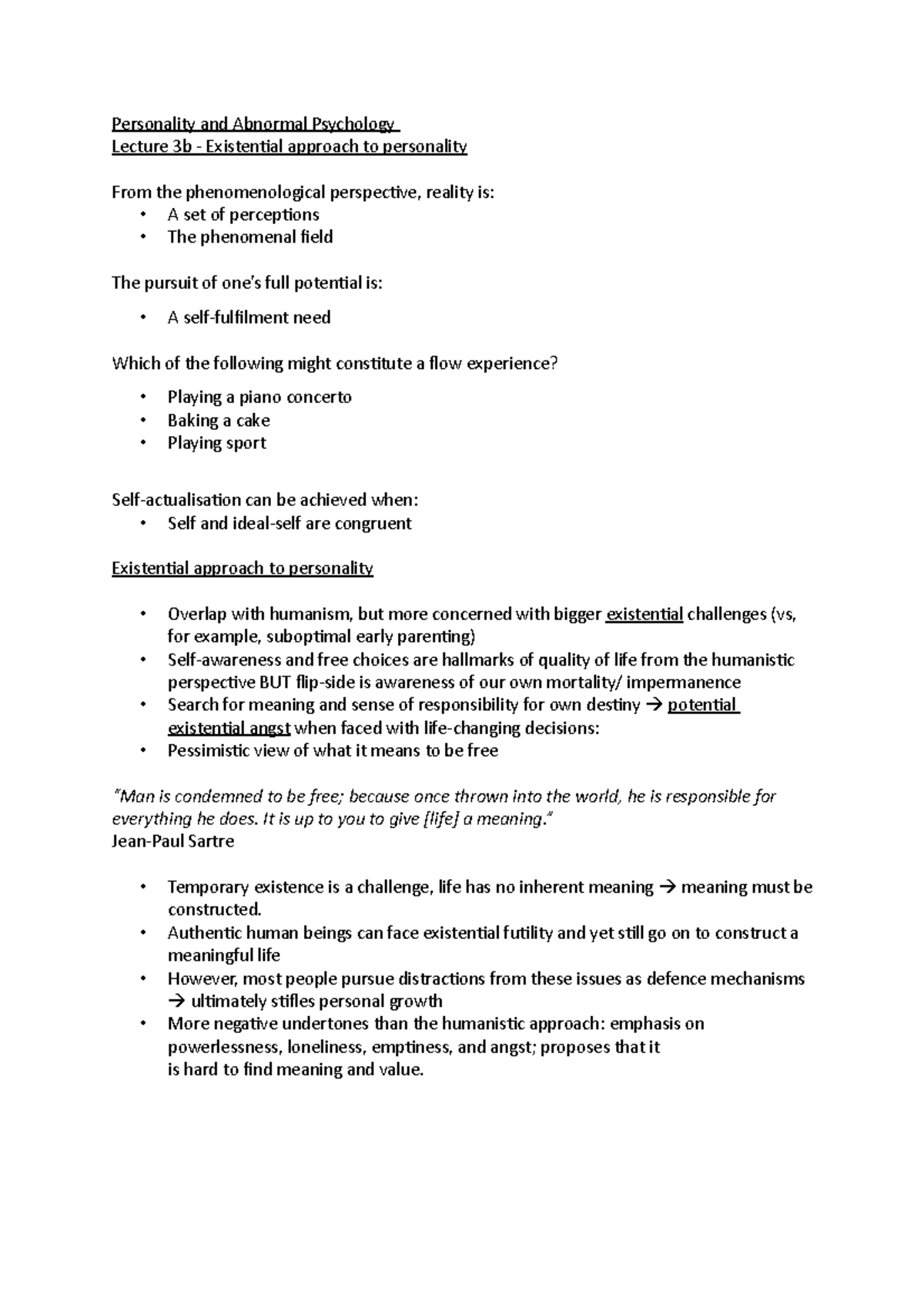 Personality & Abnormal Psychology L3b - Personality and Abnormal ...
