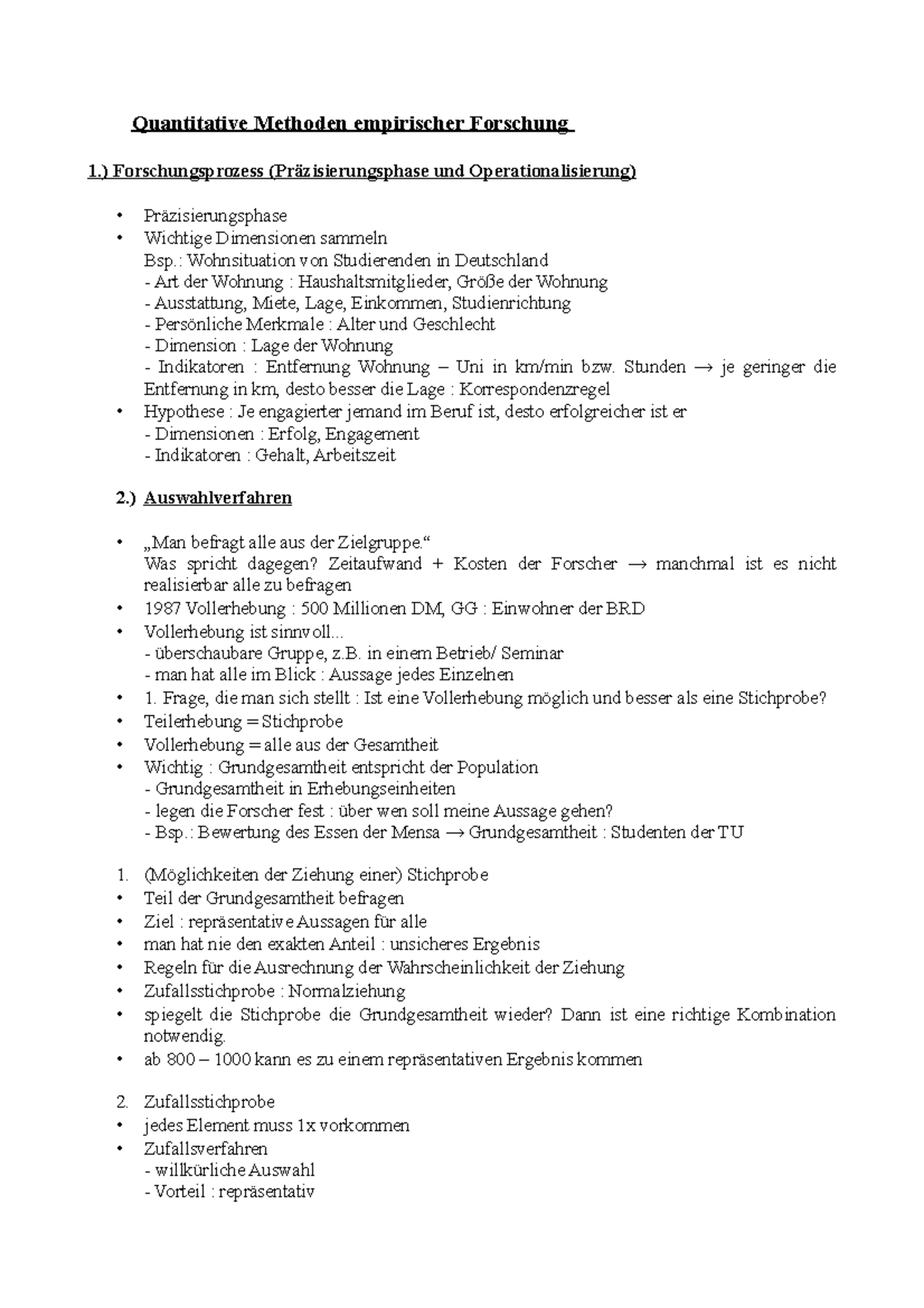 Zusammenfassung - Quantitative Methoden empirischer Forschung 1 ...