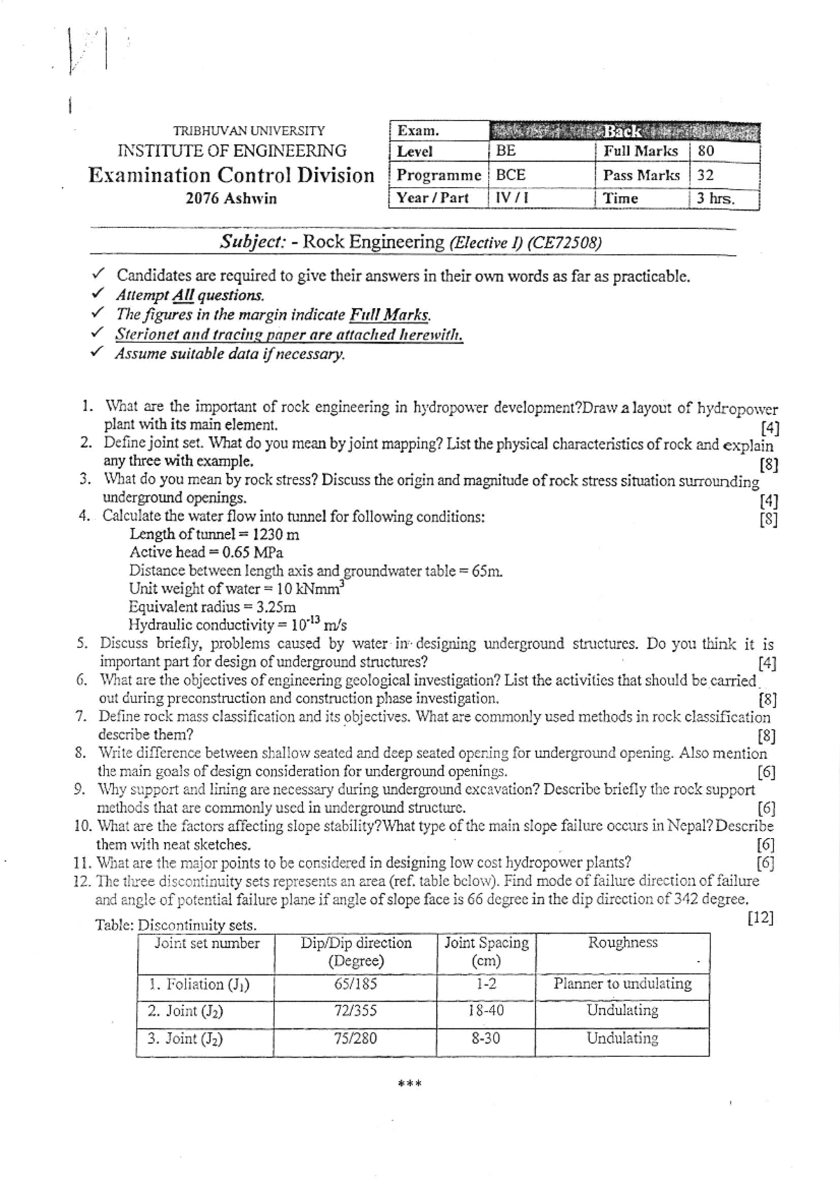 Rock Engineering - TRIBHUVAN LINIVERSITY INSTITUTE OF ENGINEERING ...