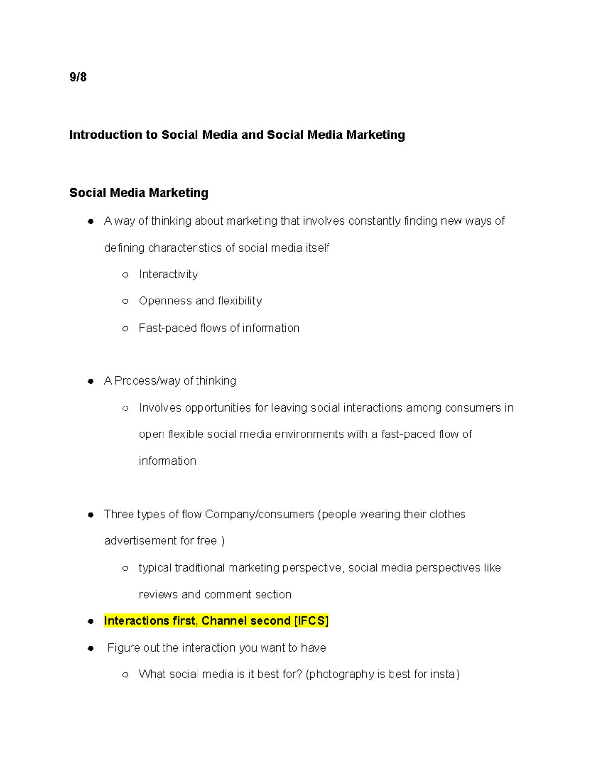 First test notes - 9/ Introduction to Social Media and Social Media ...