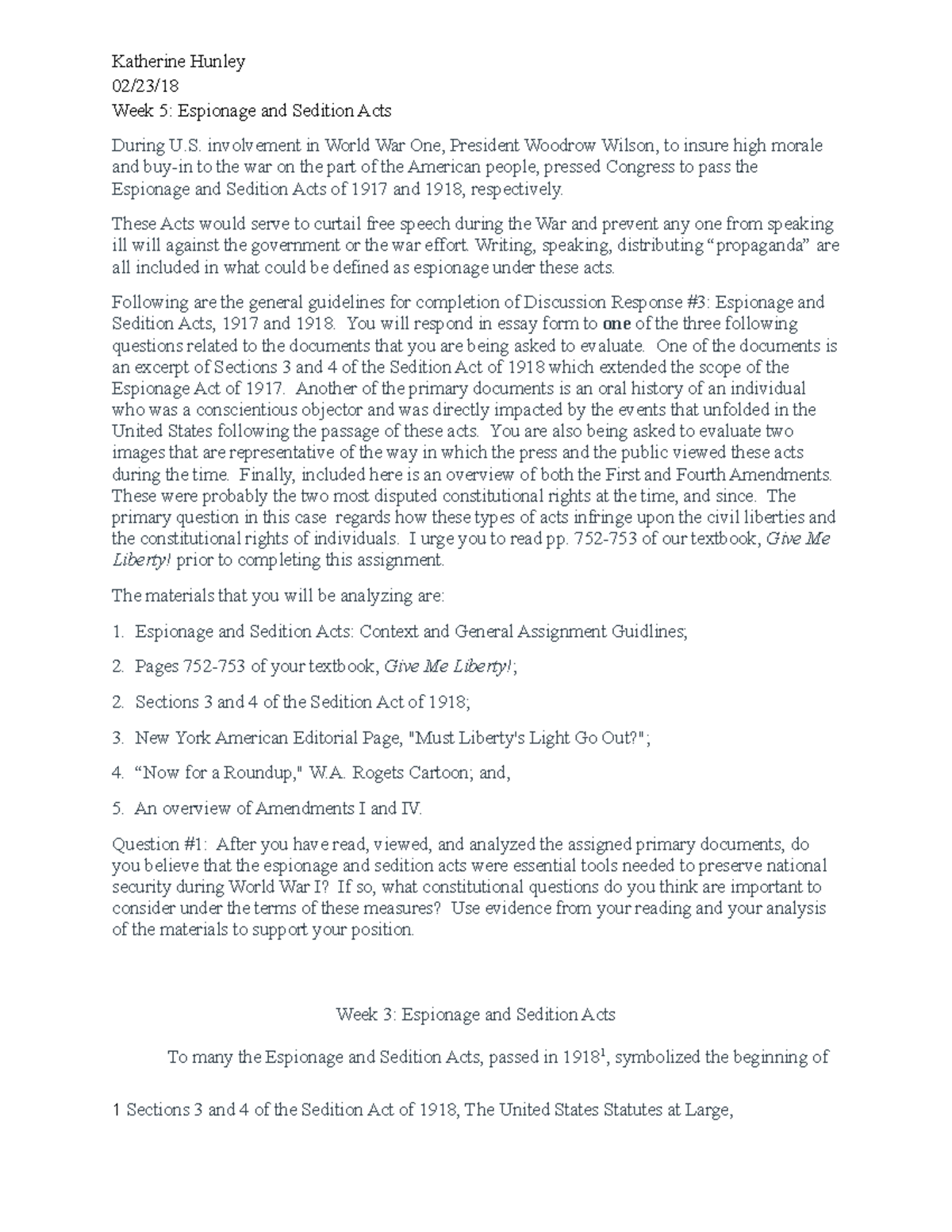 Espionage And Sedition Acts