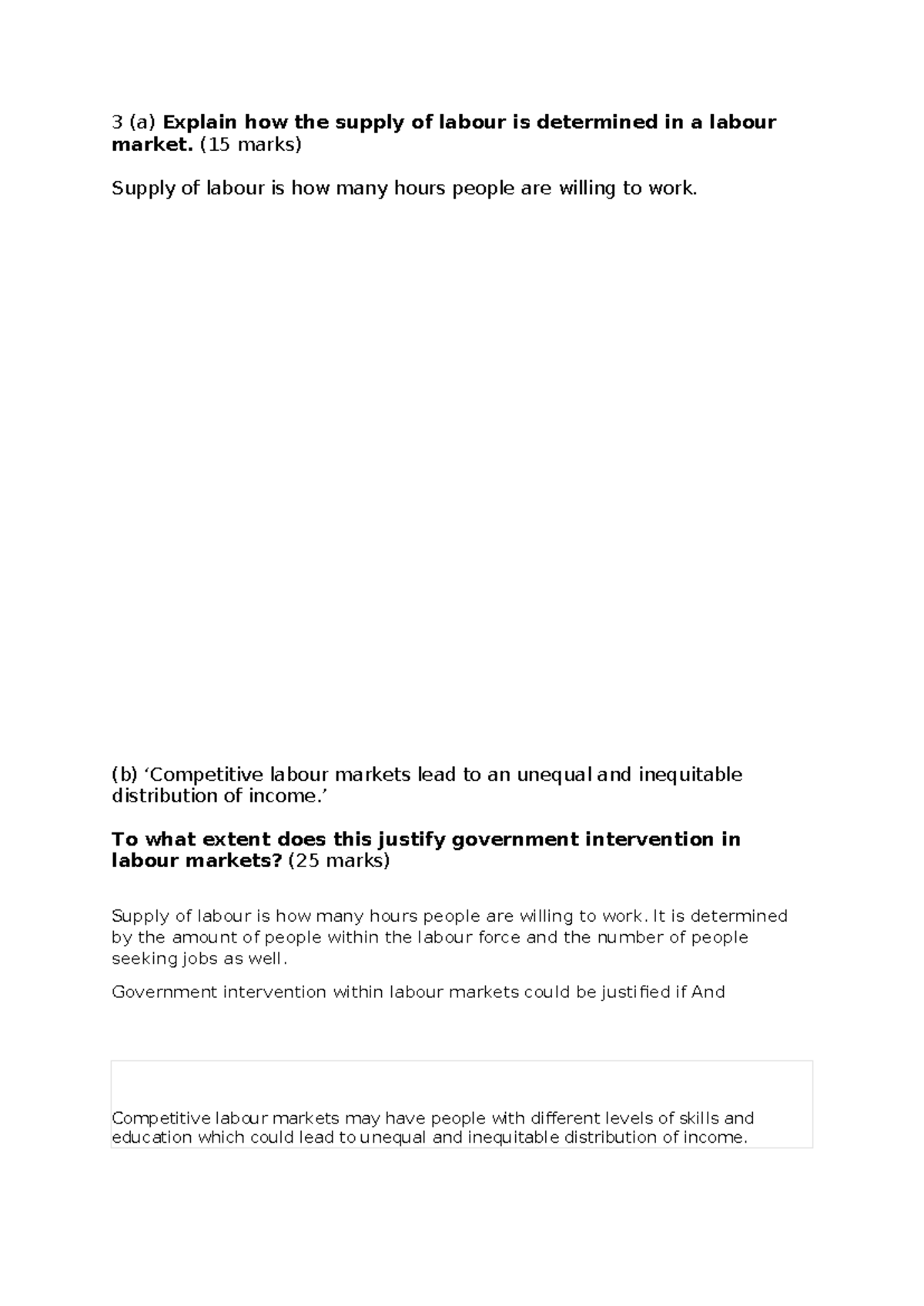 3upply of labour - Very useful - 3 (a) Explain how the supply of labour ...