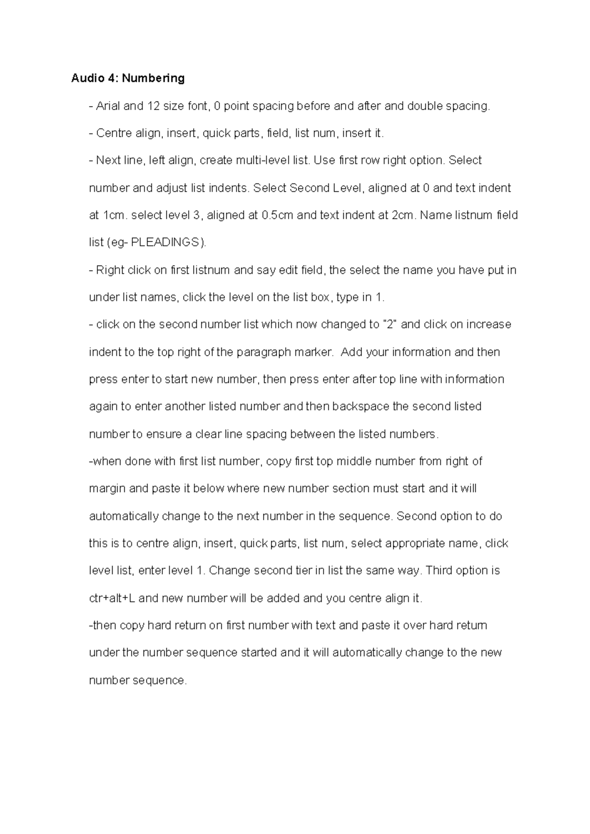 2) Drafting Tutorial Notes- Numbering - Audio 4: Numbering - Arial and ...