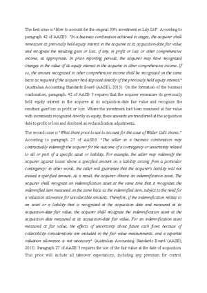 ACC302 Group Assignment (Case Study 1) - Bachelor of Business (Hons) CORPORATE ACCOUNTING ...