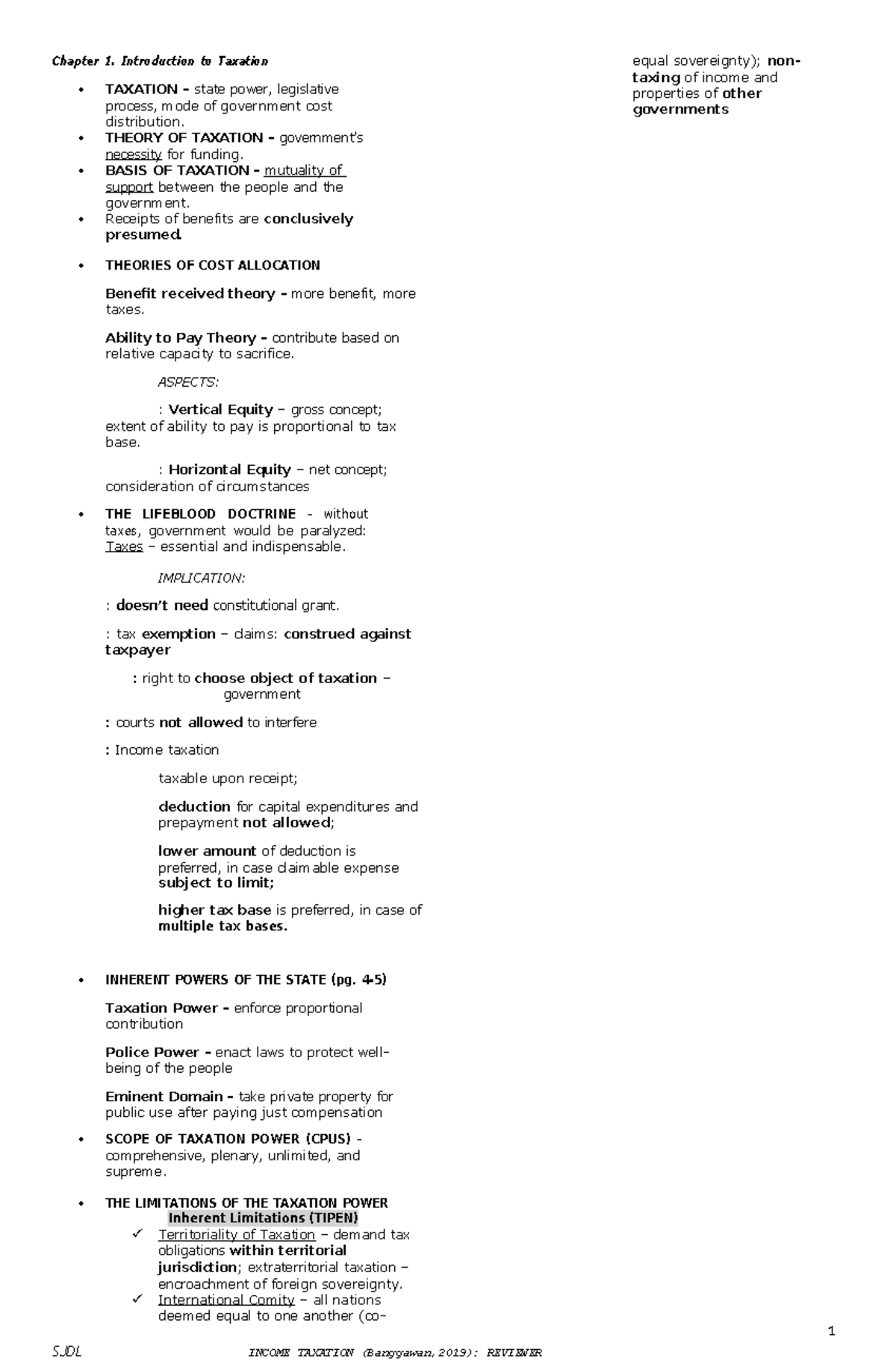 C1-4 - notes - 1 Chapter 1. Introduction to Taxation TAXATION – state ...