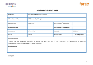 WEBG301 Hoang Trien Truong - ASSIGNMENT FRONT SHEET Qualification BTEC Level 4 HND Diploma in ...