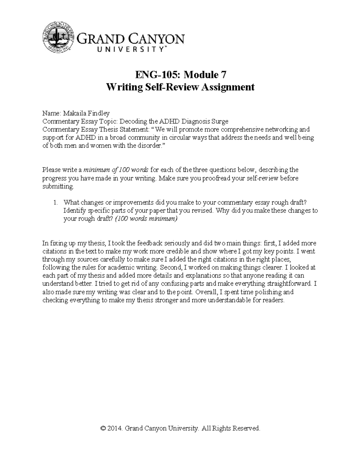 ENG-105-RS-Self Review Assignment - ENG-105: Module 7 Writing Self ...