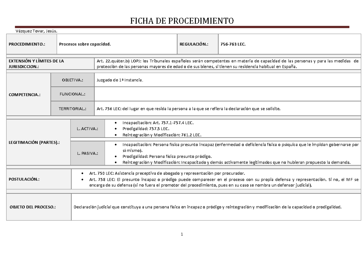 Capacidad - Fichas de procedimientos - Warning: TT: undefined function: 32 FICHA DE ...