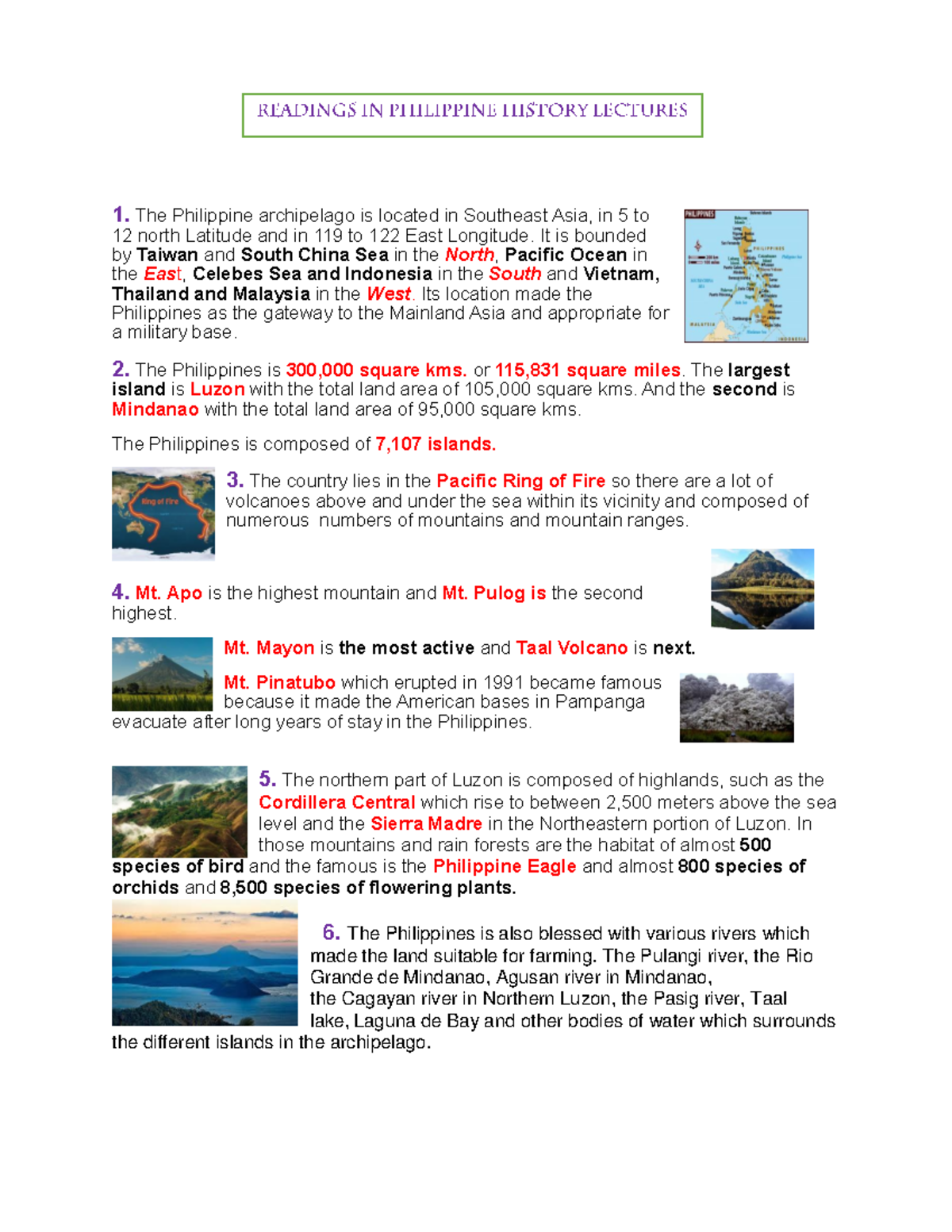 History in Philippines - 1. The Philippine archipelago is located in ...
