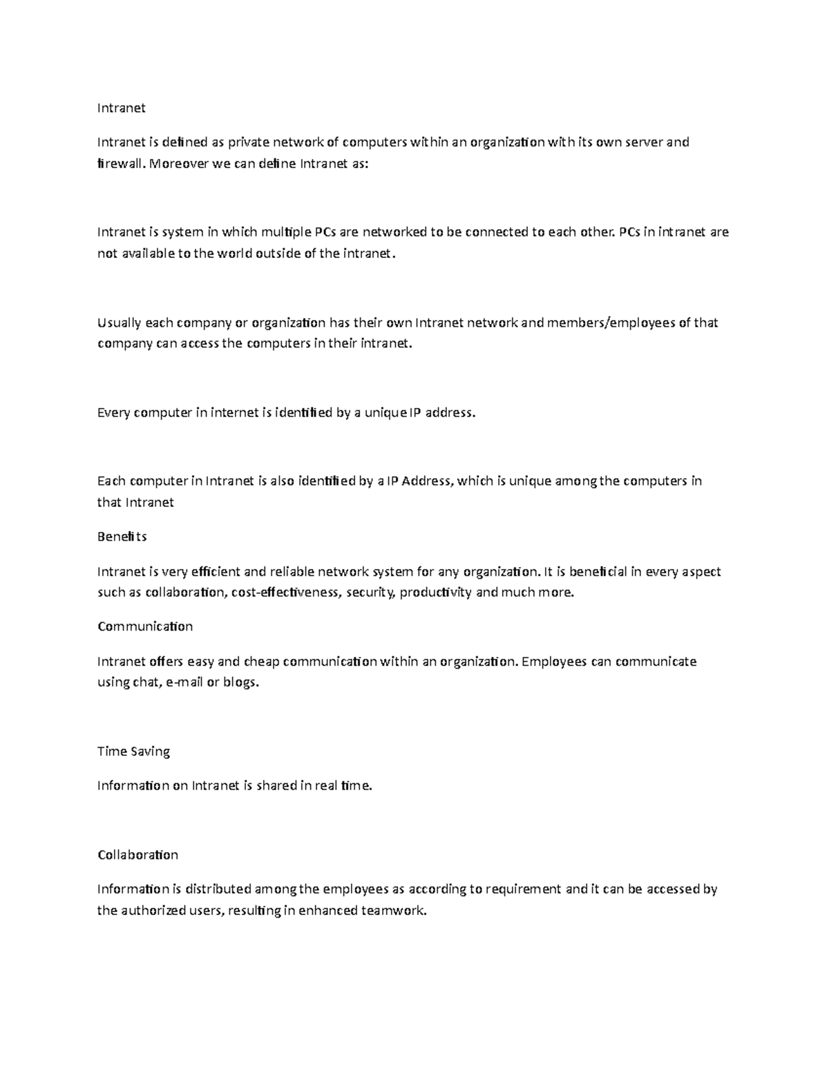 Intranet - Intranet Intranet is defined as private network of computers ...