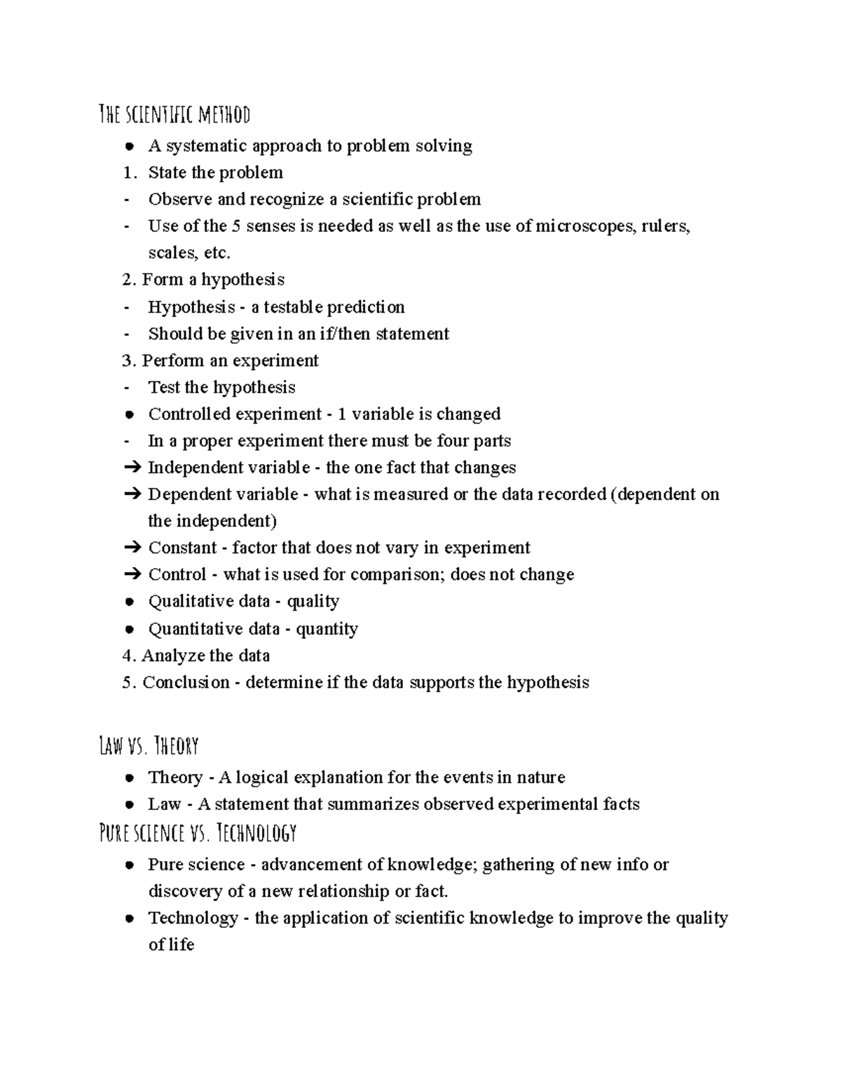 The scientific method - Form a hypothesis Hypothesis - a testable ...