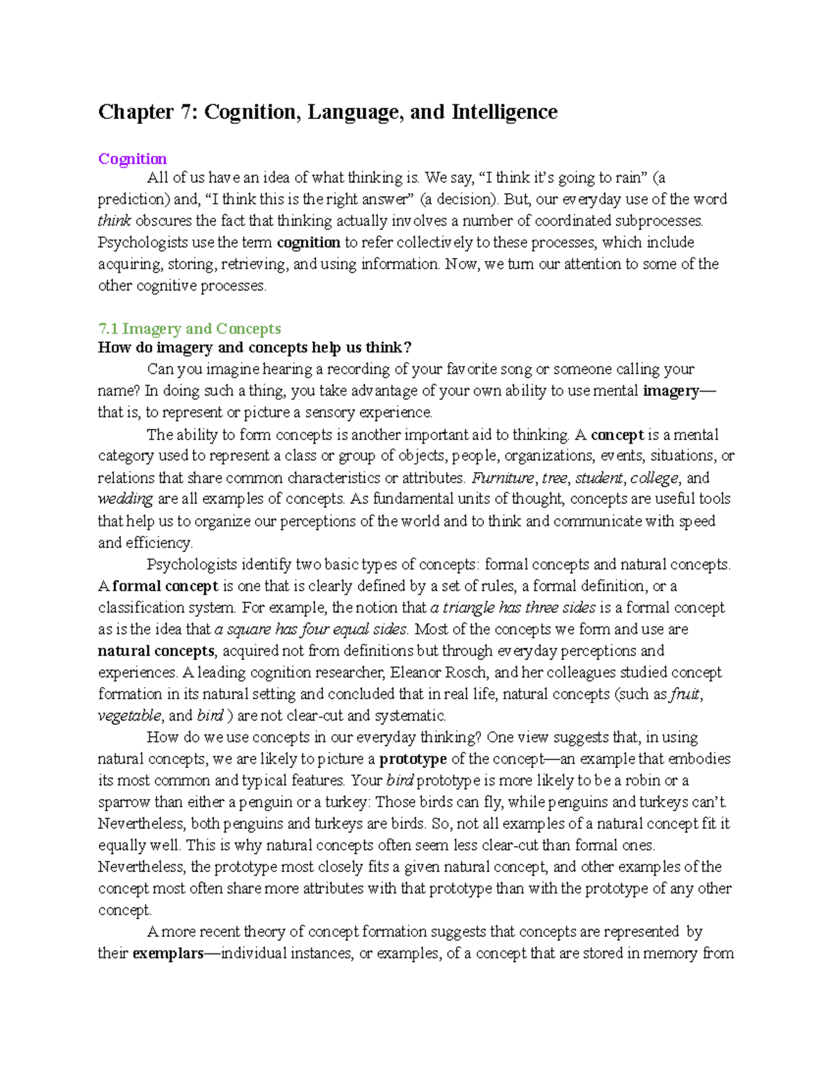 Chapter 7 Cognition, Language, and Intelligence - Chapter 7: Cognition, Language, and ...