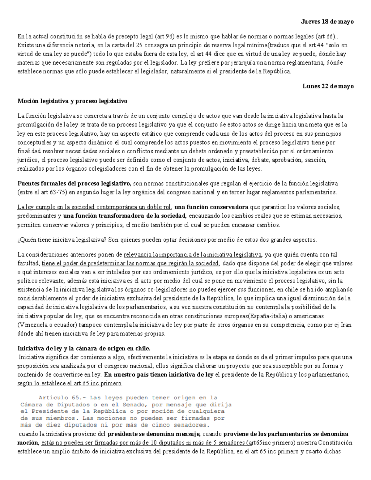 Resumen constitucional - Jueves 18 de mayo En la actual constitución se ...
